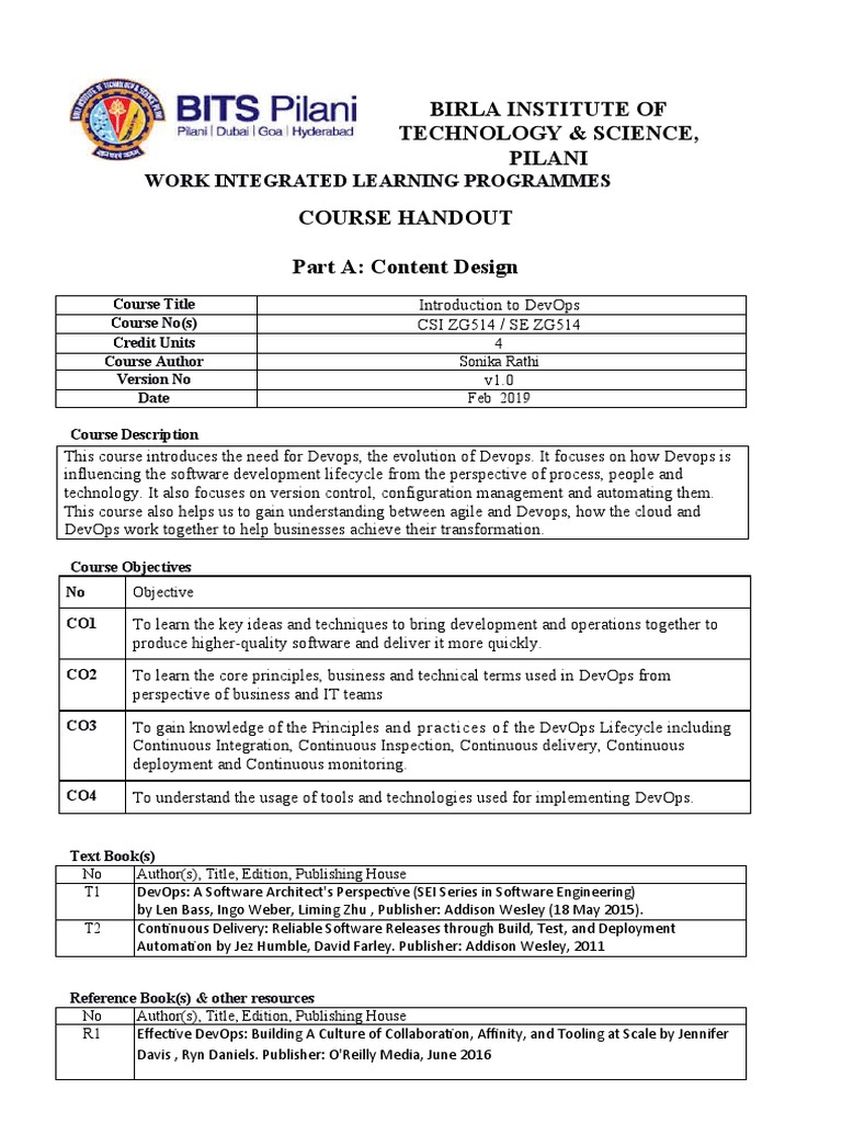 Csi ZG514 Course Handout | PDF | Agile Software Development | Software Quality