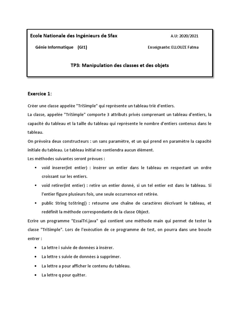 Programmation Orientée Objet Avancée | PDF | Java (Langage de ...