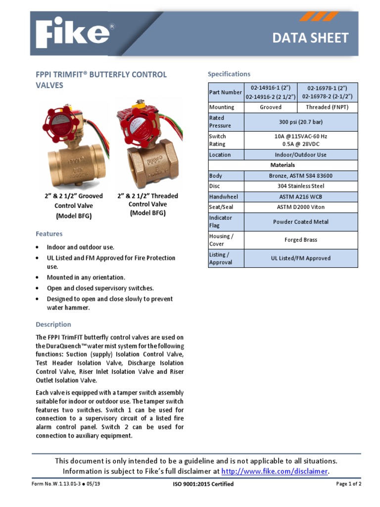 Data Sheet: Fppi Trimfit® Butterfly Control Valves | PDF | Valve ...