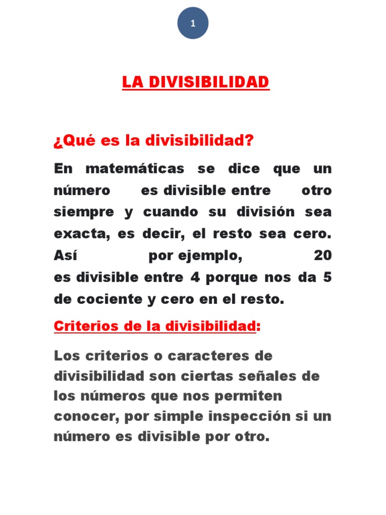 La Divisibilidad | PDF | Matemáticas discretas | Matemáticas