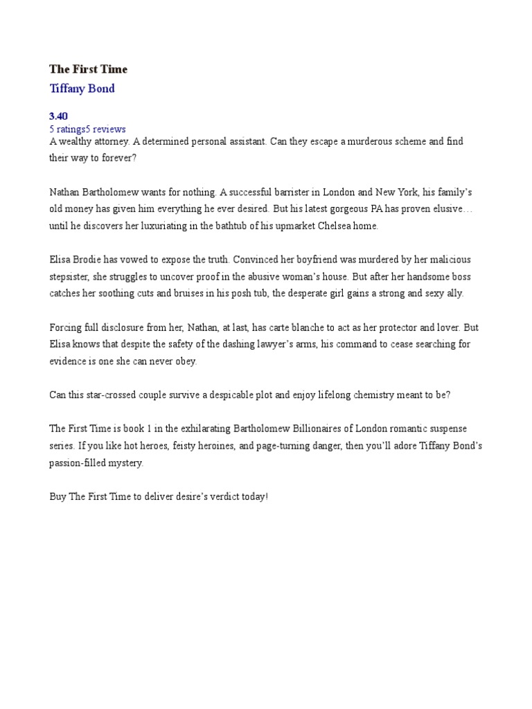 Tiffany Bond: The First Time | PDF