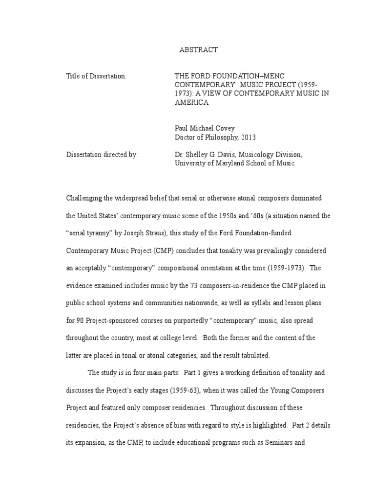 Contemporary Music Project | PDF