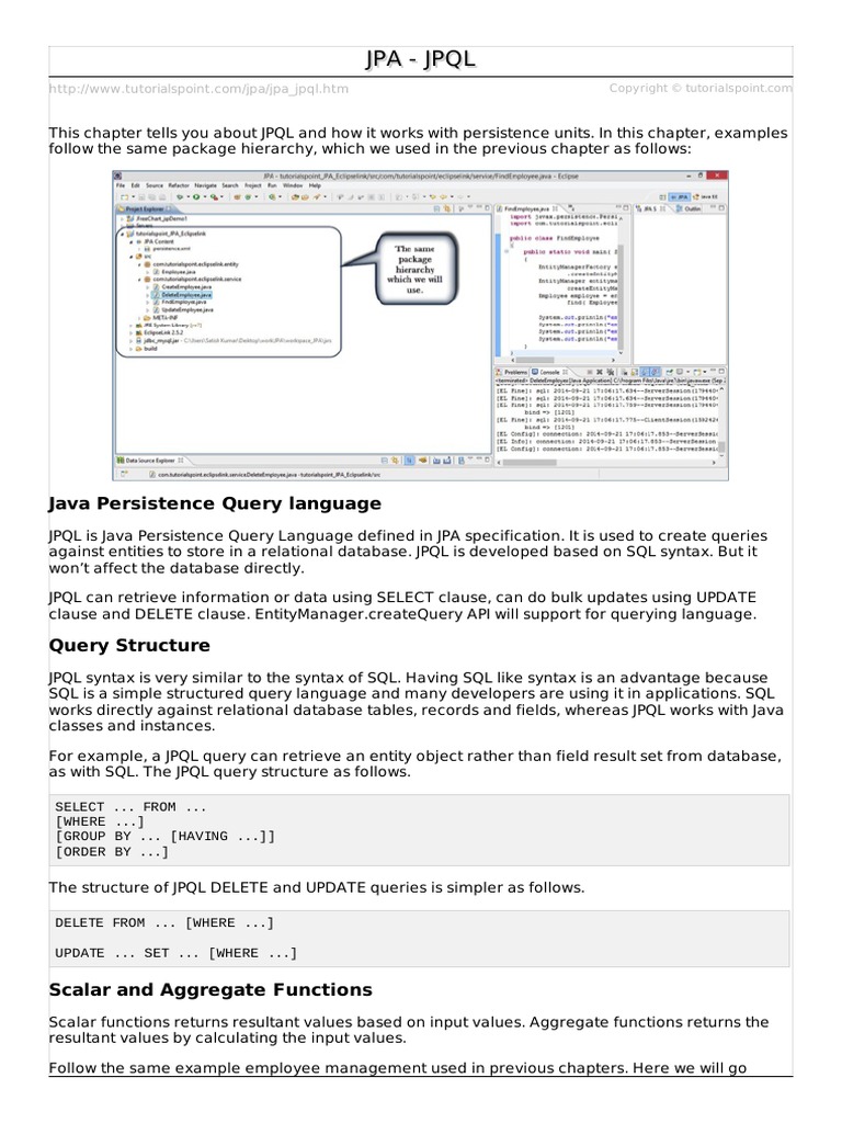 Jpa JPQL | PDF | Sql | Databases
