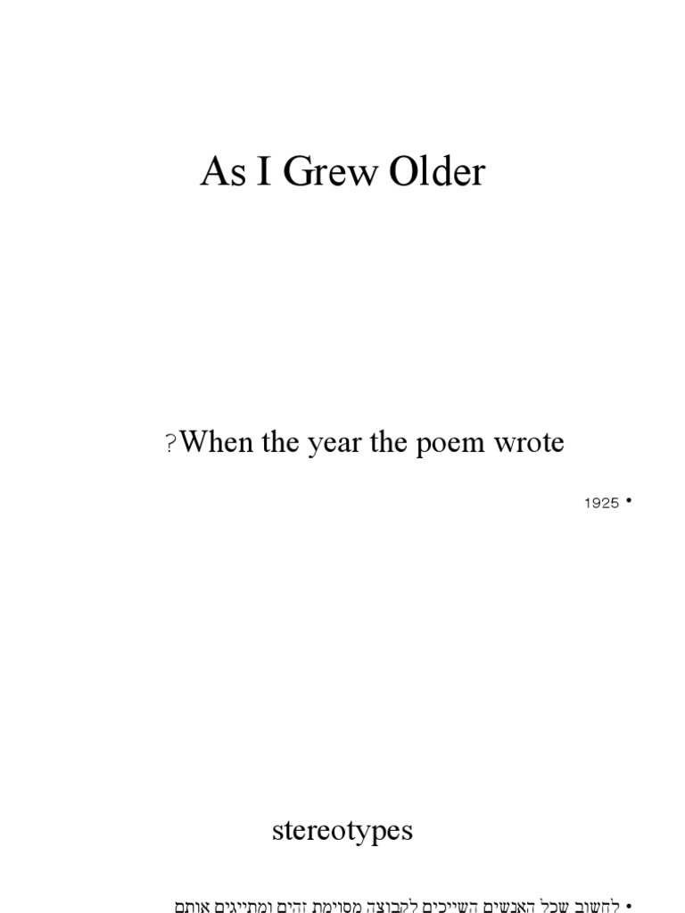 As I Grew Older | PDF