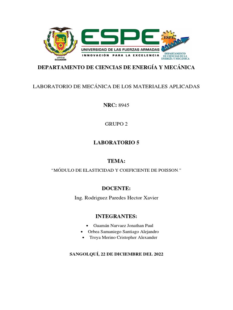 Informe 5 Mec Mat - Merged | PDF | Elasticidad (Física) | Acero