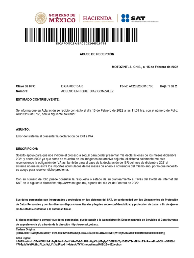 Solicitud de orientacion al SAT | PDF | Gobierno