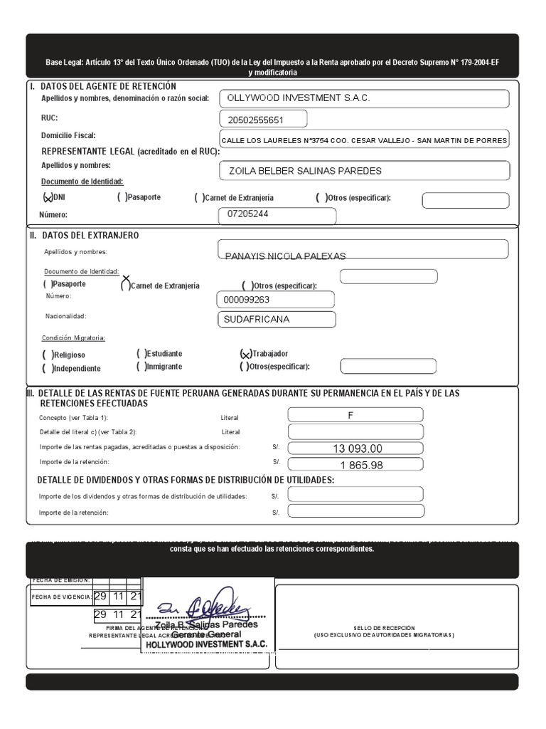 FORMULARIO 1492 DIMITRIS 03ENE23word | PDF | Impuesto sobre la renta ...