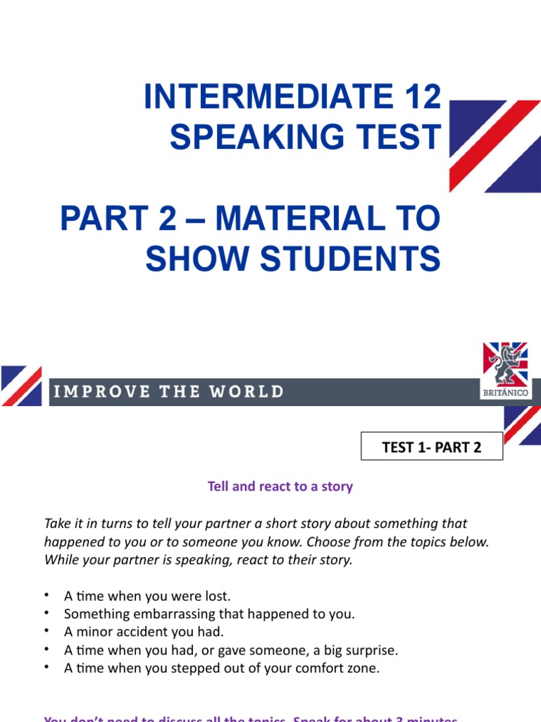 I12 Speaking Test - Task 2 | PDF