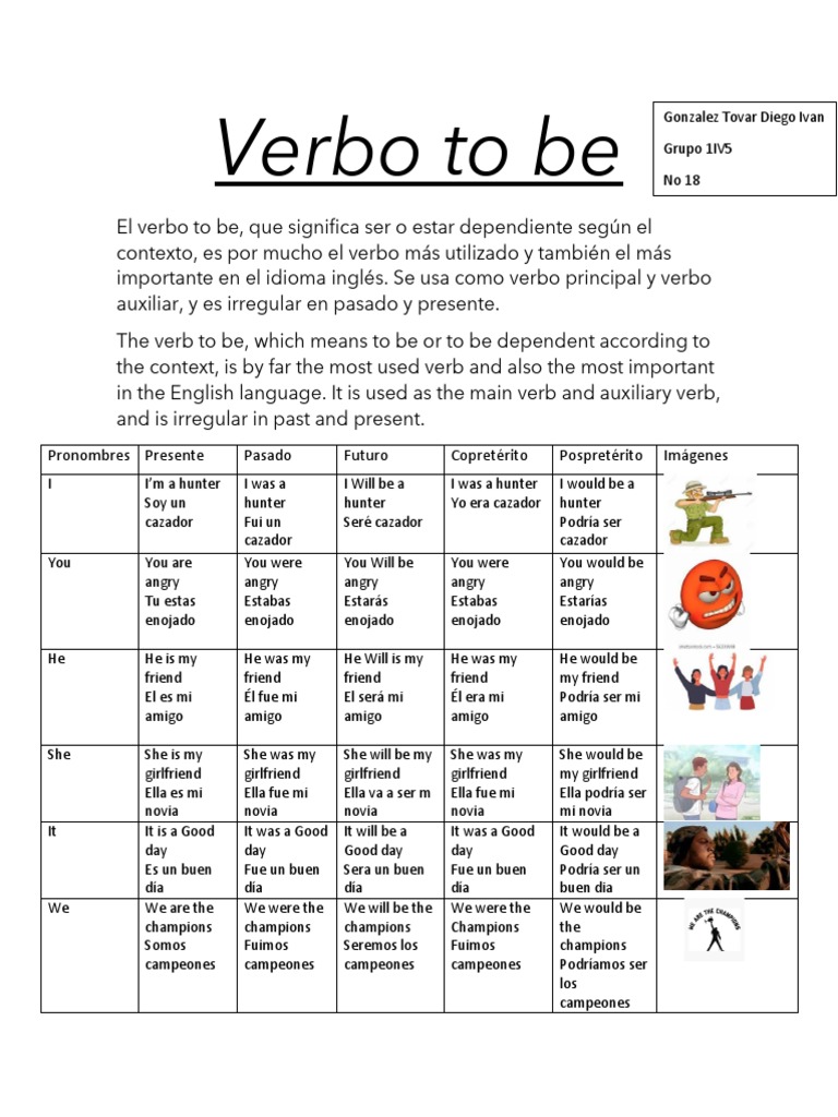 Conjugación del verbo "to be" en inglés | PDF | Artes del Lenguaje y ...