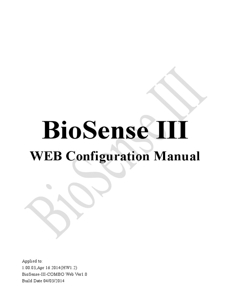 Biosense Iii: Web Configuration Manual | PDF | Ip Address | World Wide Web