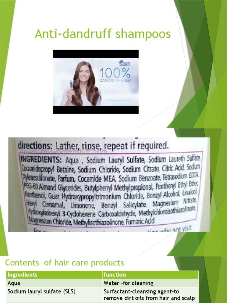 Anti-Dandruff Shampoo Ingredients Explained | PDF | Shampoo | Chemical ...