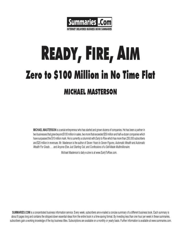 Ready Fire Aim | PDF | Marketing | Sales