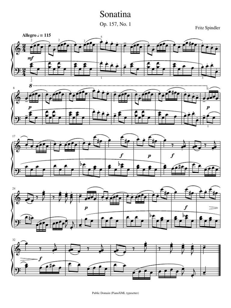 Spindler Sonatina No. 1 Op. 157 | PDF | Musical Compositions | Classical Music