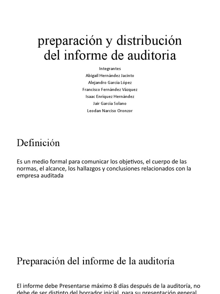 Preparación y Distribución Del Informe de Auditoria | PDF
