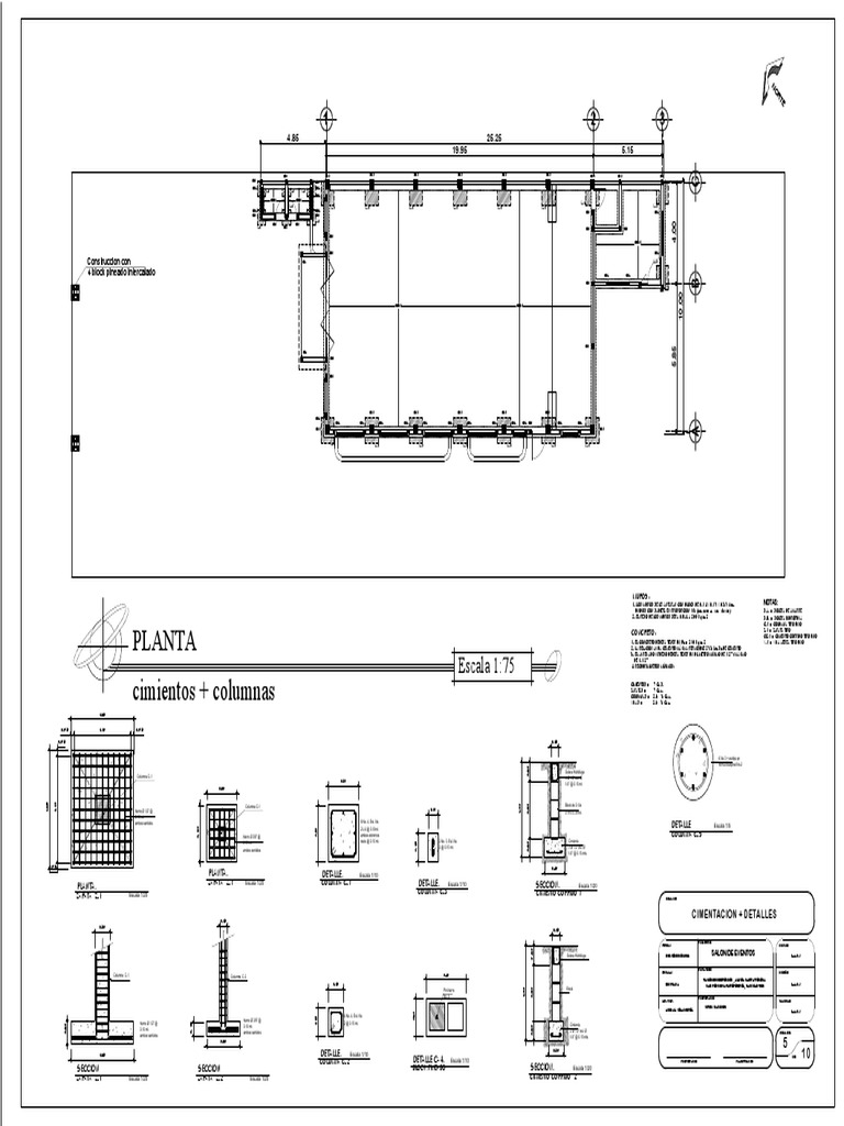 Planta Cimientos + Columnas: Escala 1:75 | PDF