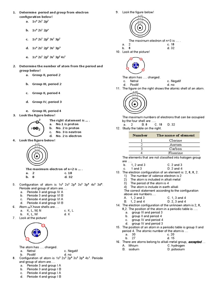 Electron Configuration Test | PDF | Electron Configuration | Atoms