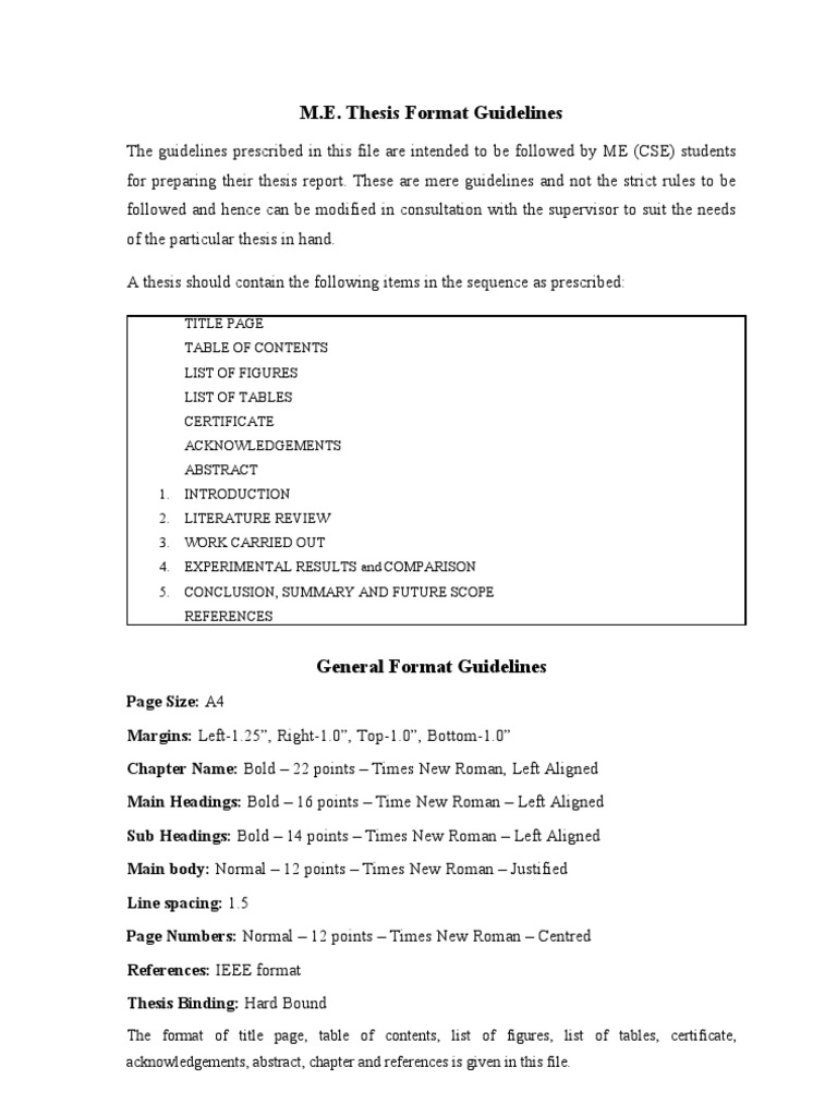 ME Thesis Documentation Guidelines | PDF | Thesis | Academia ME Thesis Documentation Guidelines | PDF | Thesis | Academia