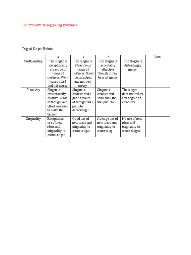 Digital Slogan Rubric | PDF