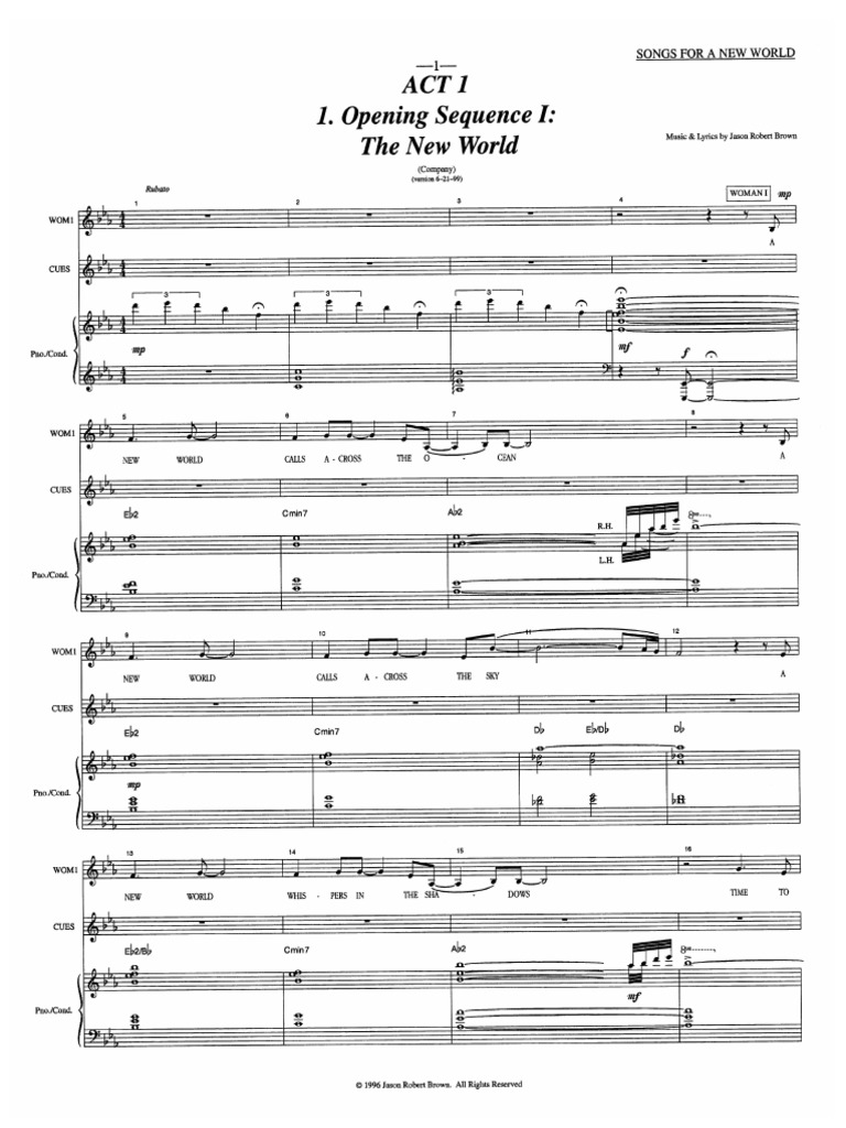 "The New World" - Songs For A New World | PDF