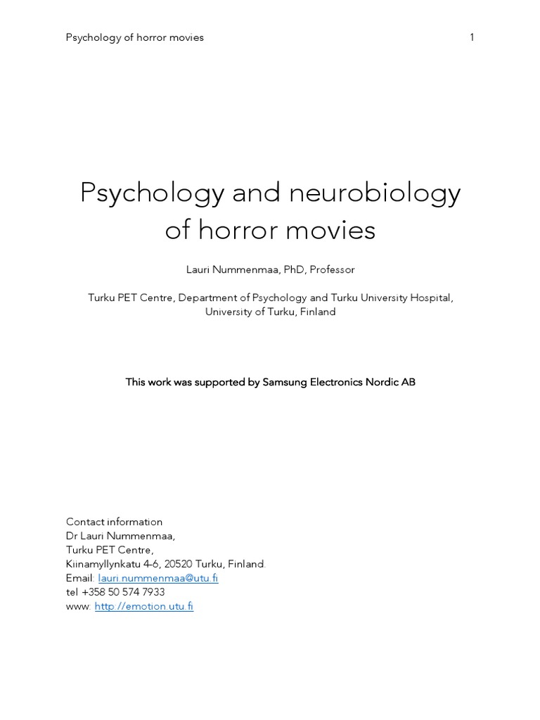 Psychology of Horror | PDF | Fear | Emotions