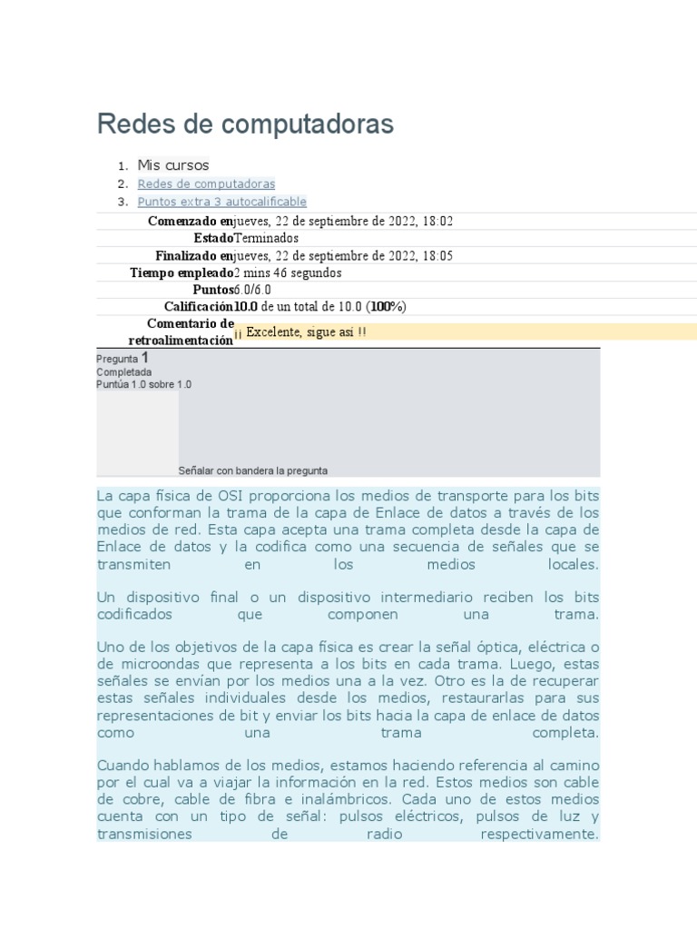 Redes de Computadoras - Docx PUNTO EXTRA | PDF | Red de computadoras | Modelo osi