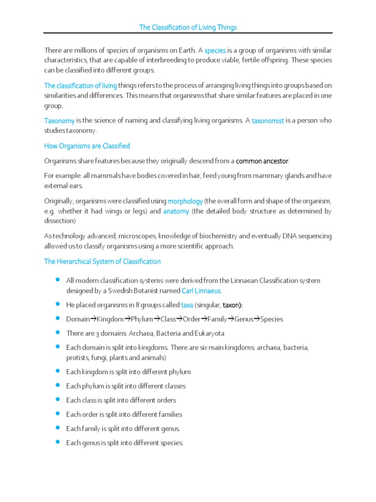 Taxonomy and Classification Guide | PDF | Taxonomy (Biology) | Archaea