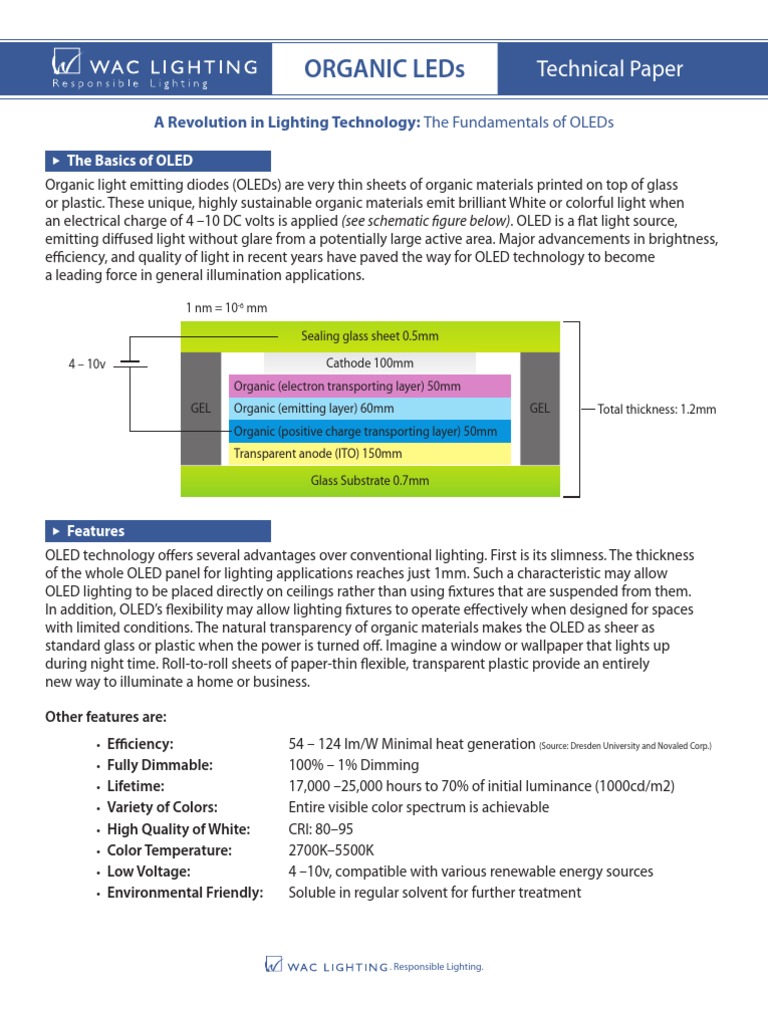 Organic Leds: Technical Paper | PDF | Oled | Lighting