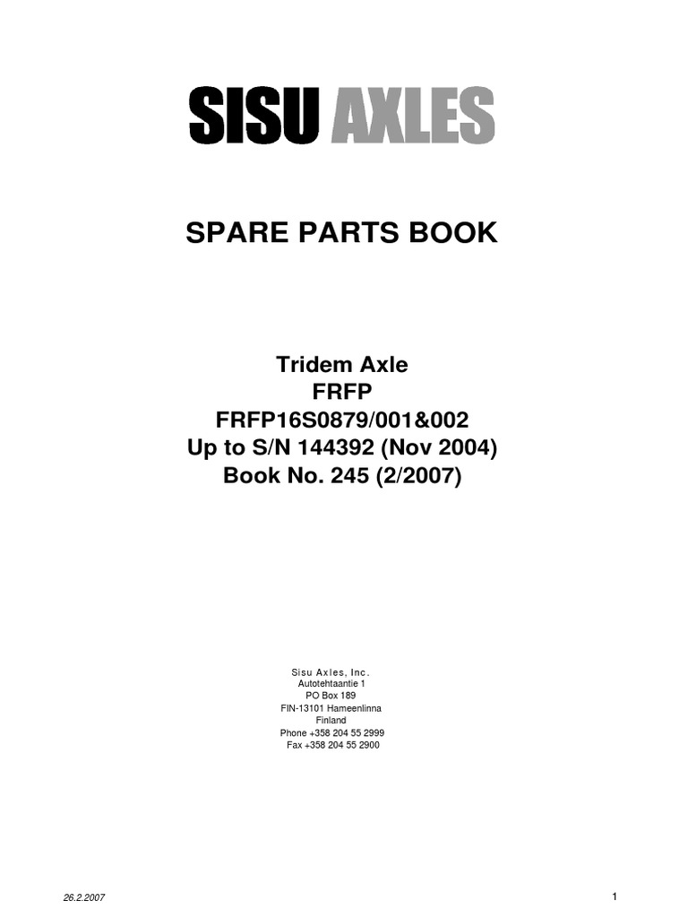 SPARE PARTS BOOK FOR TRIDEM AXLE | PDF | Screw | Axle