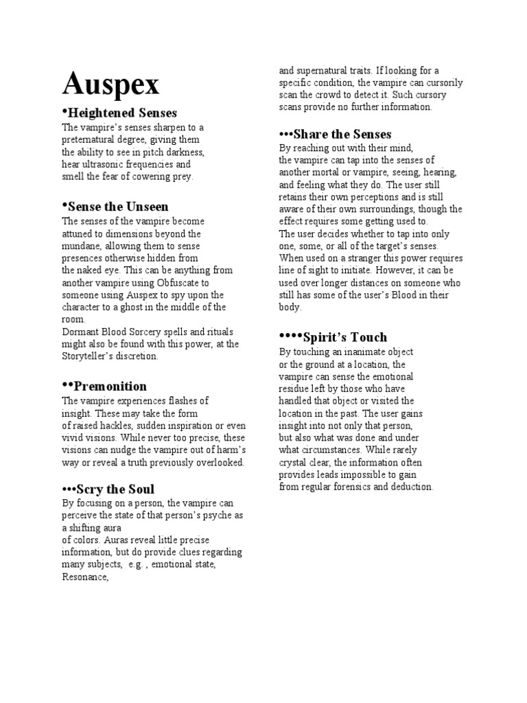 Auspex | PDF | Senses | Vampires