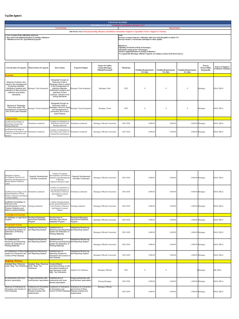 CapDev Template For Barangay | PDF | Health Care | Agriculture