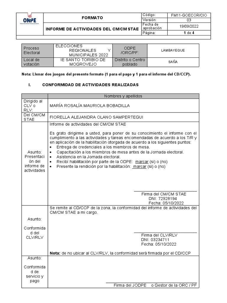 Faos-fm11-Goecor-cio Informe de Actividades Del CM - CM Stae - v03 | PDF | Elecciones | Gobierno