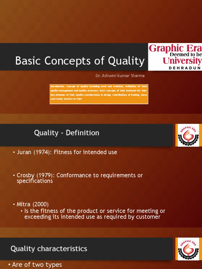 Basic Concept of Quality (Autosaved) (Autosaved) | PDF | Quality ...