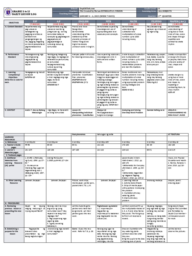 DLL - All Subjects 2 - Q2 - W7 - D2 | PDF | Cognitive Science | Cognition