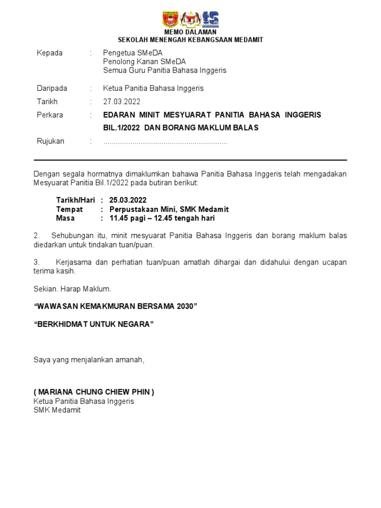 3.2 Memo Edaran Minit Mesyuarat | PDF