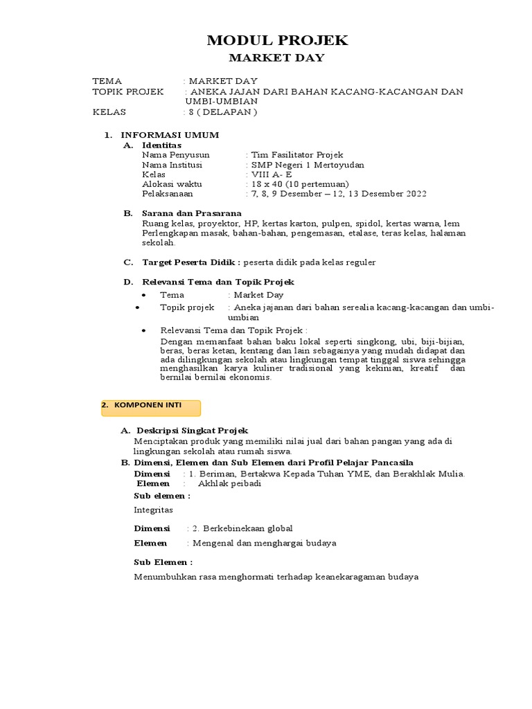 Modul Market Day Kelas 8 | PDF