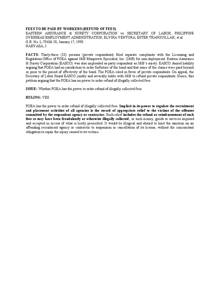 Eastern Assurance vs. Sec. of Labor | PDF