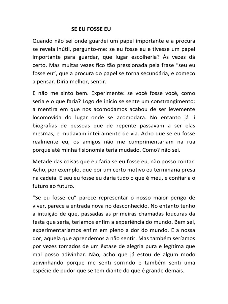 Clarice Se Eu Fosse Eu | PDF