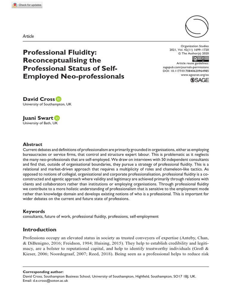2-Cross & Stwart 2020 - Professional Fluidity, Professions | PDF ...
