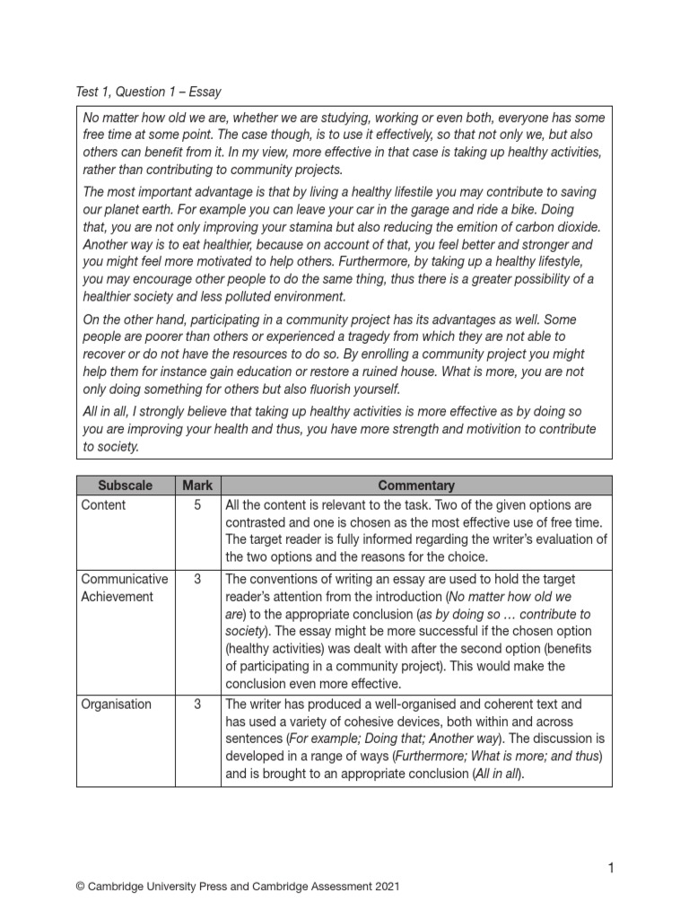 C1 Advanced 4, Test 1, Question 1 - Essay (1) | PDF | Health Promotion ...