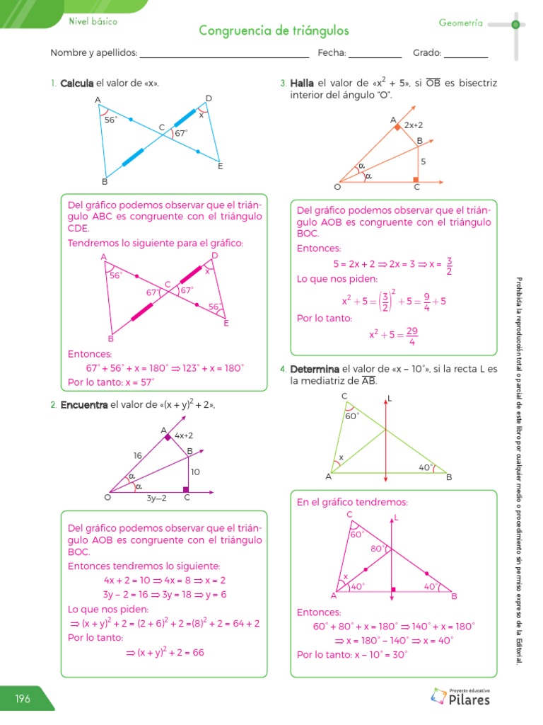 2 Mat5 U1 Congruencia de Triángulos | PDF | Triángulo | Geometría