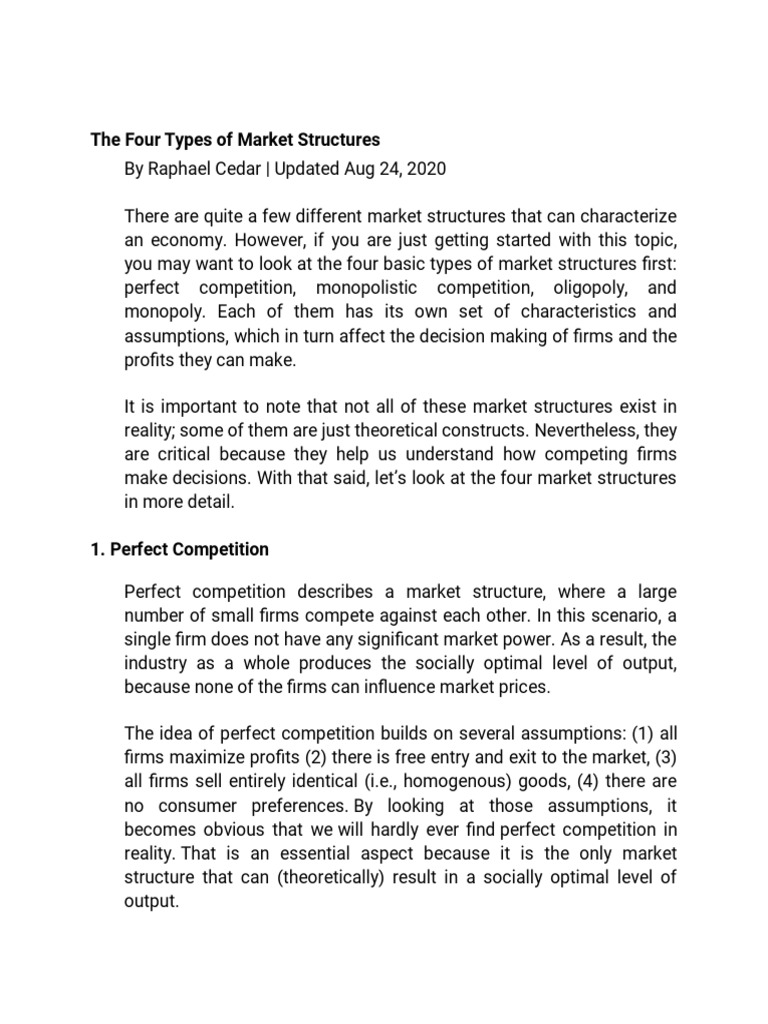 The Four Types of Market Structures | Download Free PDF | Profit ...
