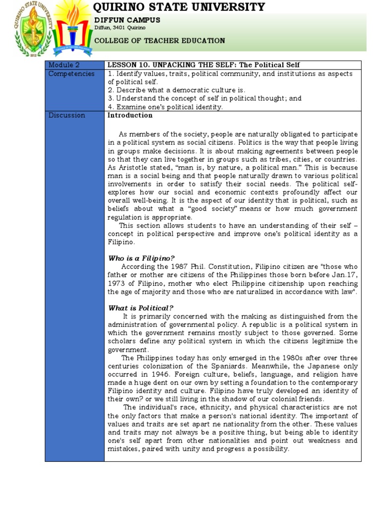 Understanding The Self | PDF | Identity (Social Science) | Power ...