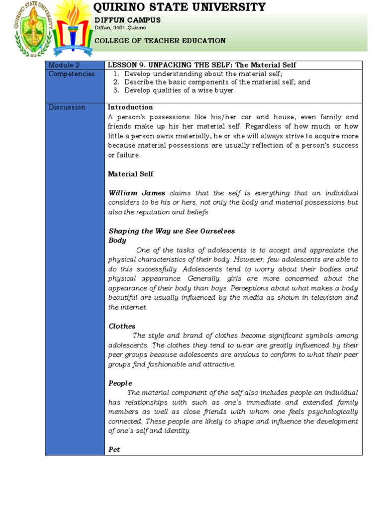 Understanding The Self | Download Free PDF | Consumerism | Adolescence