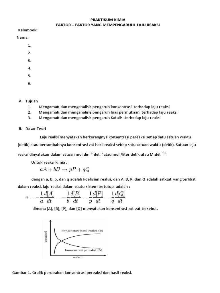 Praktikum Kimia Laju Reaksi 17 Oktober 2022 Pdf