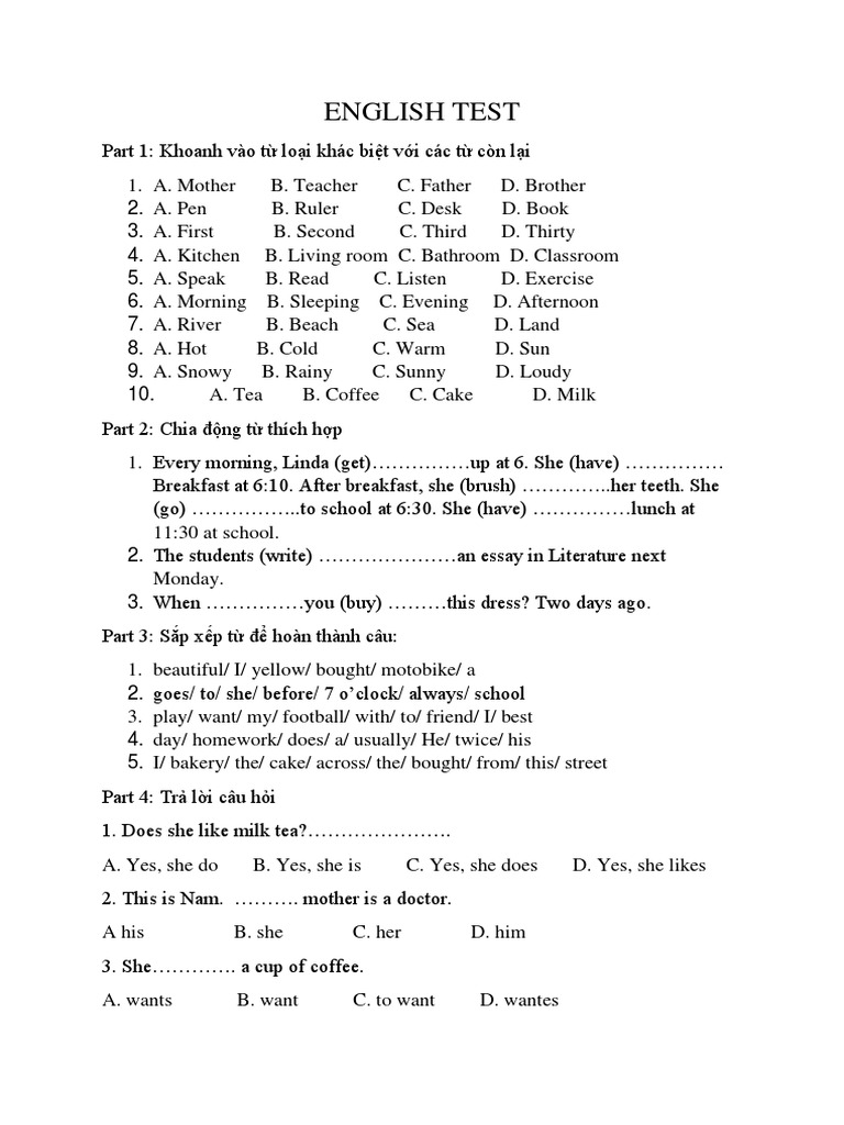 Test - class 6 | PDF