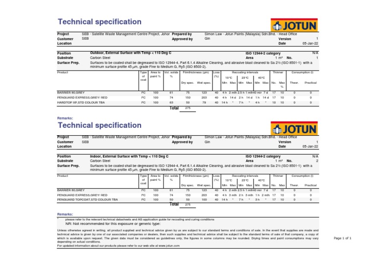 Paint - Technical Specification 2022-01... | PDF | Paint | Materials