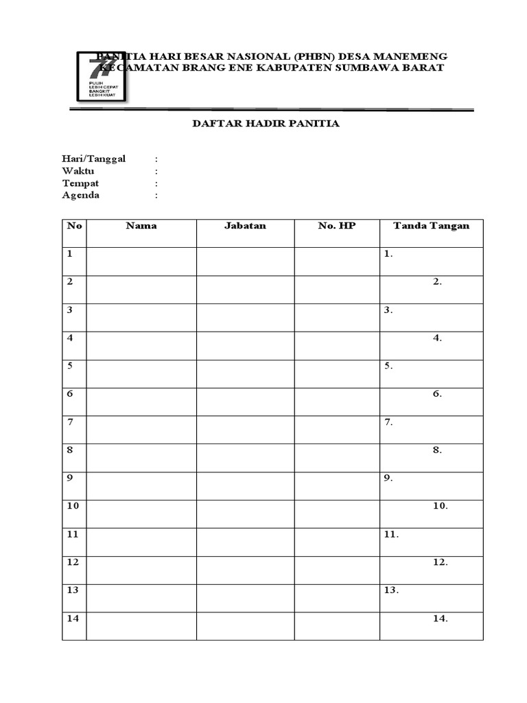DAFTAR HADIR Panitia | PDF
