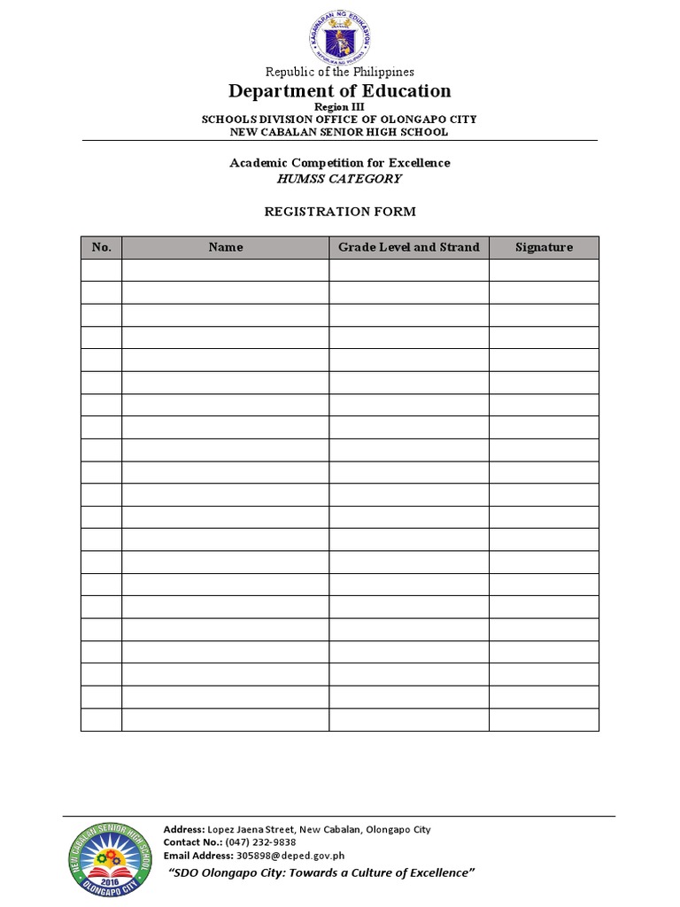 English Month Contest Registration Form | PDF