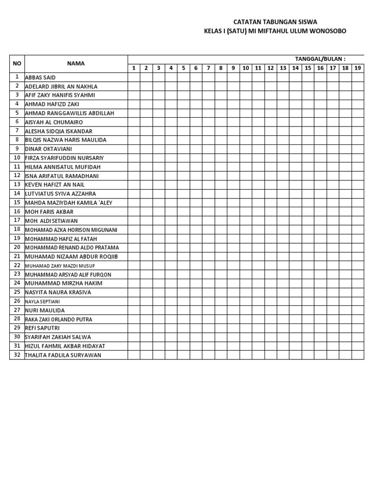 Catatan Tabungan Siswa | PDF
