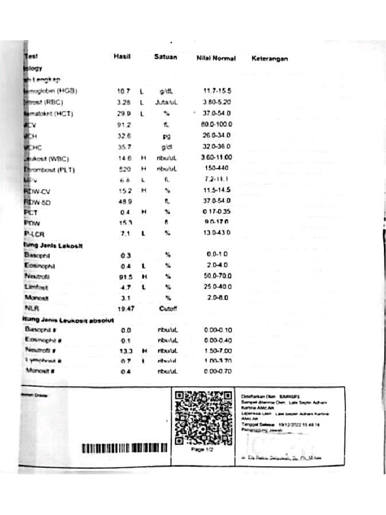 Hasil Lab Pneumonia | PDF